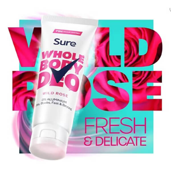 Sure All Over Body Wild Rose Anti-Perspirant Cream 75ml